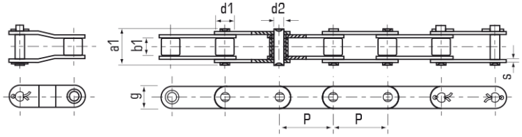 American Standard Double Pitch Conveyor Chains – ISO1275 ANSI B29.3 ...